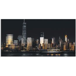 Wandbild Artland "New York Financial Distrikt" Bilder Gr. B/H: 150 cm x 75 cm, Alu-Dibond-Druck New York Querformat, 1 St., grau Kunstdrucke