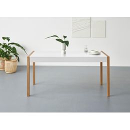 Esstisch Andas "Prenzlau" Tische Gr. B/H/T: 160 cm x 77,5 cm x 80 cm, weiß (weiß, natur) Esstische rechteckig