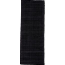 Teppich CarpetFine "Ava Viskoseteppich" Teppiche Gr. B/L: 75 cm x 200 cm, 13 mm, 1 St., schwarz Esszimmerteppiche