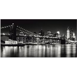 Wandbild Artland "Nächtliche Skyline Manhattan I" Bilder Gr. B/H: 150 cm x 75 cm, Alu-Dibond-Druck Amerika, 1 St., schwarz Kunstdrucke
