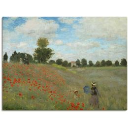 Wandbild Artland "Mohnfeld bei Argenteuil. 1873" Bilder Gr. B/H: 80 cm x 60 cm, Leinwandbild Blumen, 1 St., grün Kunstdrucke