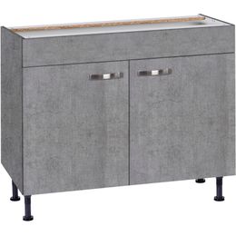 Spülenschrank Optifit "Cara" Schränke Gr. B/H/T: 100 cm x 87 cm x 58,4 cm, 2 St., grau (beton, beton) Spülenschränke