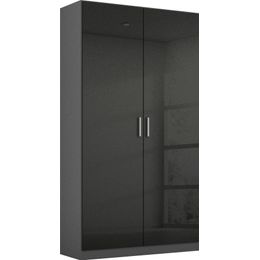 Drehtürenschrank Rauch "Celle" Schränke Gr. B/H/T: 91 cm x 210 cm x 54 cm, ohne Schubkästen, 2 St., grau (graumetallic, hochglanz effektgrau) Drehtürenschränke