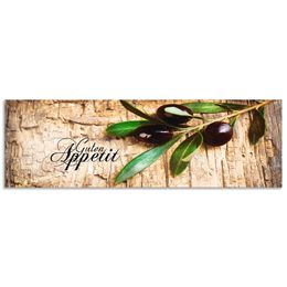 Küchenrückwand Artland "Oliven Guten Appetit" Spritzschutzwände Gr. B/H: 160 cm x 50 cm, braun Küchendekoration