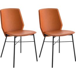 4-Fußstuhl CONNUBIA "SIBILLA CB/1959" Stühle Gr. B/H/T: 45 cm x 83 cm x 56 cm, 2 St., regeneriertes Leder, Metall, schwarz (cognac, schwarz, schwarz) 4-Fuß-Stühle