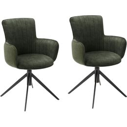 Esszimmerstuhl MCA furniture "Denia" Stühle Gr. B/H/T: 60 cm x 87 cm x 64 cm, 2 St., Metall, grün (olive, schwarz matt lackiert) Küchenstühle