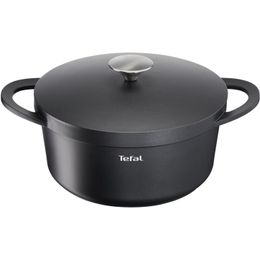 Schmortopf Tefal "Trattoria" Töpfe Gr. 4,57 l + Ø 24 cm, schwarz Schmortöpfe Aluguss, Antihaftversiegelung, mit Deckel, alle Herdarten, Induktion