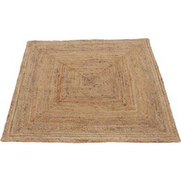 Teppich CarpetFine "Nele Juteteppich Naturfaser" Teppiche Gr. B/L: 250 cm x 250 cm, 6 mm, 1 St., beige (natur) Esszimmerteppiche