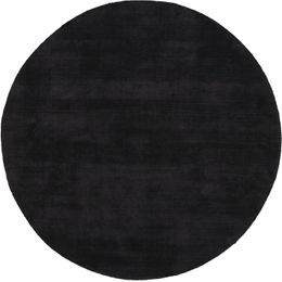 Teppich CarpetFine "Ava Viskoseteppich" Teppiche Gr. Ø 120 cm, 13 mm, 1 St., schwarz Esszimmerteppiche