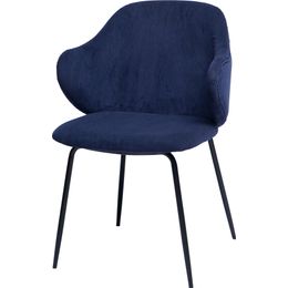 Armlehnstuhl Salesfever Stühle Gr. B/H/T: 54 cm x 83 cm x 55 cm, 2 St., Cord Strukturoptik, Armlehnstuhl 2er Set Dunkelblau + Metall, blau (dunkelblau, schwarz, schwarz) Armlehnstühle