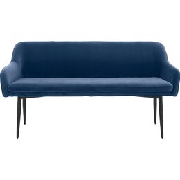 Sitzbank Salesfever Sitzbänke Gr. B/H/T: 160 cm x 85 cm x 61 cm, Samt, Sitzbank 160 cm Samt Blau, blau (blau, schwarz, schwarz) Essbänke
