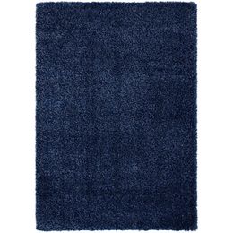 Hochflor-Teppich OCI DIE TEPPICHMARKE "Lobby Shaggy" Teppiche Gr. B/L: 240 cm x 290 cm, 52 mm, 1 St., blau (jeans) Esszimmerteppiche