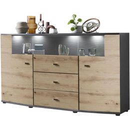 Sideboard Inosign "DERA" Sideboards Gr. B/H/T: 160 cm x 86,8 cm x 41,6 cm, Soft Close, 3, braun (braun, grau) Sideboards