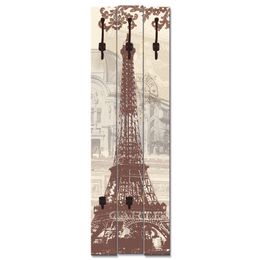 Garderobenleiste Artland "Paris Collage" Garderobenhalter Gr. B/H/T: 45 cm x 140 cm x 2,8 cm, beige (naturfarben) Haken