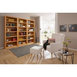 Bücherwand Home Affaire "Bergen" Regale Gr. B/H/T: 244,5 cm x 213 cm x 27 cm, 18 St., beige (natur gebeizt, gewachst) Bücherregale