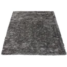Hochflor-Teppich Bruno Banani "Alga" Teppiche Gr. B/L: 120 cm x 170 cm, 40 mm, 1 St., grau (grau, weiß) Esszimmerteppiche