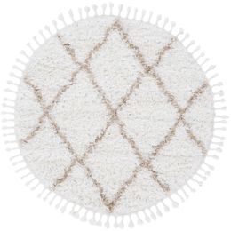 Hochflor-Teppich CarpetFine "Eddy" Teppiche Gr. Ø 250 cm, 30 mm, 1 St., beige Esszimmerteppiche