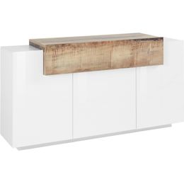 Sideboard Tecnos "Coro" Sideboards Gr. B/H/T: 160 cm x 85,6 cm x 45 cm, weiß (weiß hochglanz, ahornfarben) Sideboards