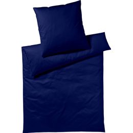 Bettwäsche Yes For Bed "Pure & Simple Uni in Gr. 135x200, 155x220 oder 200x200 cm" Gr. B/L: 200 cm x 220 cm (1 St.), B/L: 80 cm x 80 cm & 80 cm x 80 cm (2 St.), Mako-Satin, blau (marine) Bettwäsche 200x220 cm