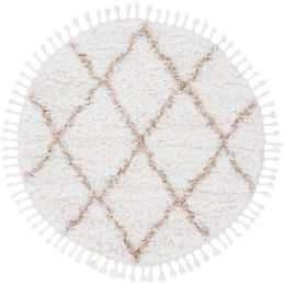 Hochflor-Teppich CarpetFine "Eddy" Teppiche Gr. Ø 200 cm, 30 mm, 1 St., beige Esszimmerteppiche