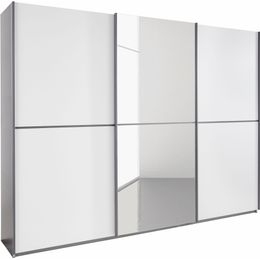 Schwebetürenschrank Rauch "Essensa" Schränke Gr. B/H/T: 271 cm x 210 cm x 62 cm, 3 St., weiß (graumetallic, weiß) Schranksysteme und Schrankserien