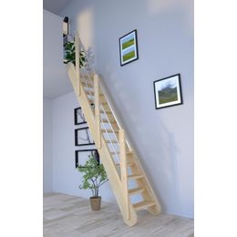 Starwood Raumspartreppe "Massivholz Samos, Holz-Edelstahl" Treppen beige (natur) Treppen