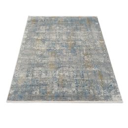 Teppich Musterring "SINFONIA" Teppiche Gr. B/L: 67 cm x 130 cm, 8 mm, 1 St., bunt (grau, mehrfarbig, blau) Esszimmerteppiche