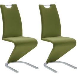 Freischwinger MCA furniture "Amado" Stühle Gr. B/H/T: 45 cm x 102 cm x 62 cm, 2 St., Kunstleder uni, Set + Metall, grün (olive, chrom) Freischwinger