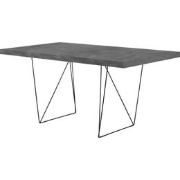 Esstisch TemaHome "Multi" Tische Gr. B/H/T: 160 cm x 77 cm x 90 cm, Schwarze Beine, grau (melaminefarben) Esstische rechteckig