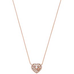 Kette mit Anhänger Michael Kors "PREMIUM, TAPERED BAGUETTE HEART, MKC1689CZ791, MKC1689CZ040" Halsketten Gr. Silber 925 (Sterlingsilber), rosegold (roségoldfarben, weiß) Damen Ketten mit Anhänger