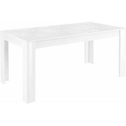 Esstisch Lc "Miro" Tische Gr. B/H/T: 180 cm x 79 cm x 90 cm, mit Auszug, weiß (weiß hochglanz lack mit siebdruck) Esstisch Rechteckiger Esstische rechteckig