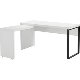 Schreibtisch Places of Style "Maniago, Computertisch;" Tische Gr. B/H/T: 140 cm x 73 cm x 59 cm, Querauszug, weiß (weiß, schwarz, weiß) Schreibtische