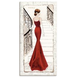 Wandbild Artland "Die schöne in Rot" Bilder Gr. B/H: 75 cm x 150 cm, Leinwandbild Frau Hochformat, 1 St., rot Kunstdrucke