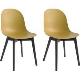 4-Fußstuhl CONNUBIA "Academy W CB/1665" Stühle Gr. B/H/T: 44,5 cm x 83 cm x 51 cm, 2 St., Massivholz, gelb (senfgelb matt p973, schwarz) 4-Fuß-Stühle