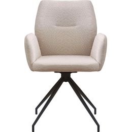 Armlehnstuhl Salesfever Stühle Gr. B/H/T: 59 cm x 88 cm x 58 cm, Webstoff strukturiert Strukturoptik, Armlehnstuhl mit 180 Drehfunktion Beige + Metall, beige (beige, schwarz, schwarz) Armlehnstühle