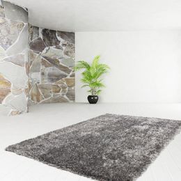 Hochflor-Teppich Kayoom "Diamond 700" Teppiche Gr. B/L: 200 cm x 290 cm, 45 mm, 1 St., grau (grau, weiß) Esszimmerteppiche