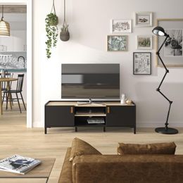 Lowboard GAMI "Amsterdam" Sideboards Gr. B/H/T: 136 cm x 44 cm x 40 cm, schwarz (schwarz, kastanie natur optik) TV-Sideboard TV-Sideboards