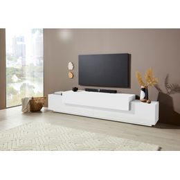 TV-Board Tecnos "Coro" Sideboards Gr. B/H/T: 240 cm x 51,6 cm x 45 cm, weiß (weiß, hochglanz) TV-Lowboards