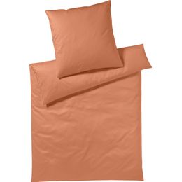 Bettwäsche Yes For Bed "Pure & Simple Uni in Gr. 135x200, 155x220 oder 200x200 cm" Gr. B/L: 200 cm x 220 cm (1 St.), B/L: 80 cm x 80 cm & 80 cm x 80 cm (2 St.), Mako-Satin, orange (koralle) Bettwäsche 200x220 cm