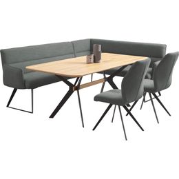 Eckbankgruppe Home Affaire "Preston" Sitzmöbel-Sets Gr. B/H/T: 227 cm x 88 cm x 178 cm, Struktur 1, langer Schenkel links, grau (iron grey (capulet 4020), schwarz) Eckbankgruppen