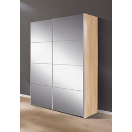 Schwebetürenschrank Rauch "Subito" Schränke Gr. B/H/T: 181 cm x 197 cm x 61 cm, 2 Spiegeltüren, 2 St., braun (struktureichefarben hell) Schranksysteme und Schrankserien