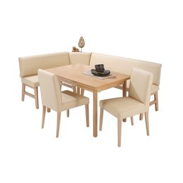 Eckbankgruppe Home Affaire "Susanne" Sitzmöbel-Sets Gr. B/H/T: 156 cm x 89 cm x 122 cm, Kunstleder, beige (buchefarben, creme) Eckbankgruppen