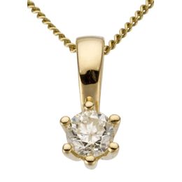 Ketten-Anhänger Firetti "Schmuck Geschenk Gold 750 Halsschmuck Anhänger Halskette Solitär" Schmuckanhänger Gr. 0,25 ct P2 = erkennbare Einschlüsse, Gelbgold 750-Diamanten, 0,8 g, gelb (gelbgoldfarben, gw=getöntes, weiß) Damen Anhänger mit Brillant in Krappenfassung