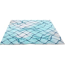 Teppich Sansibar "Keitum 005" Teppiche Gr. B/L: 160 cm x 230 cm, 3 mm, 1 St., blau (türkis) Esszimmerteppiche