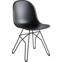 4-Fußstuhl CONNUBIA "Academy CB/1664-LHS / -V_P15" Stühle Gr. B/H/T: 45 cm x 83 cm x 51 cm, 2 St., Leder, Metall, schwarz (schwarz 315, schwarz) 4-Fuß-Stühle