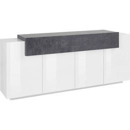 Sideboard Tecnos "Coro" Sideboards Gr. B/H/T: 200 cm x 85,6 cm x 45 cm, schwarz-weiß (weiß hochglanz, schieferfarben) Sideboards