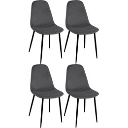 Polsterstuhl PAROLI "Skadi" Stühle Gr. B/H/T: 44 cm x 89 cm x 38 cm, 4 St., Velourstoff fein, Gestell in schwarz + Metall, grau (anthrazit) Polsterstühle