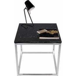 Beistelltisch TemaHome "Praise" Tische Gr. B/H/T: 50 cm x 50 cm x 50 cm, Chromfarbenes Beingestell, schwarz (schwarze marmorplatte) Beistelltische