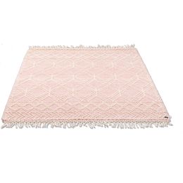 Teppich Tom Tailor HOME "Colored Macrame" Teppiche Gr. B/L: 160 cm x 230 cm, 10 mm, 1 St., rosa Schurwollteppiche