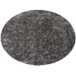 Hochflor-Teppich Bruno Banani "Alga" Teppiche Gr. Ø 160 cm, 40 mm, 1 St., grau (grau, weiß) Esszimmerteppiche